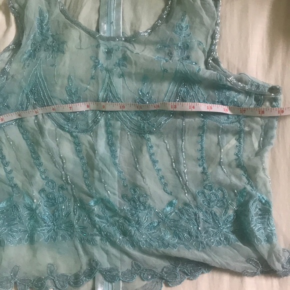 Tops | Beautiful Silk Beaded Light Blue Top With Zipper | Poshmark